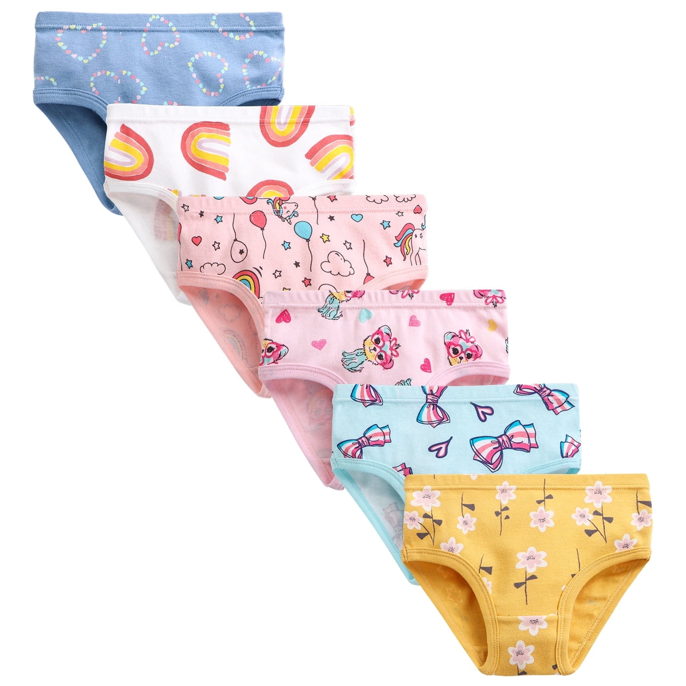 Hbhpov Little Girls Briefs Kids Cute Cotton Undies, 6 Pack, Sizes 2-8 T ...