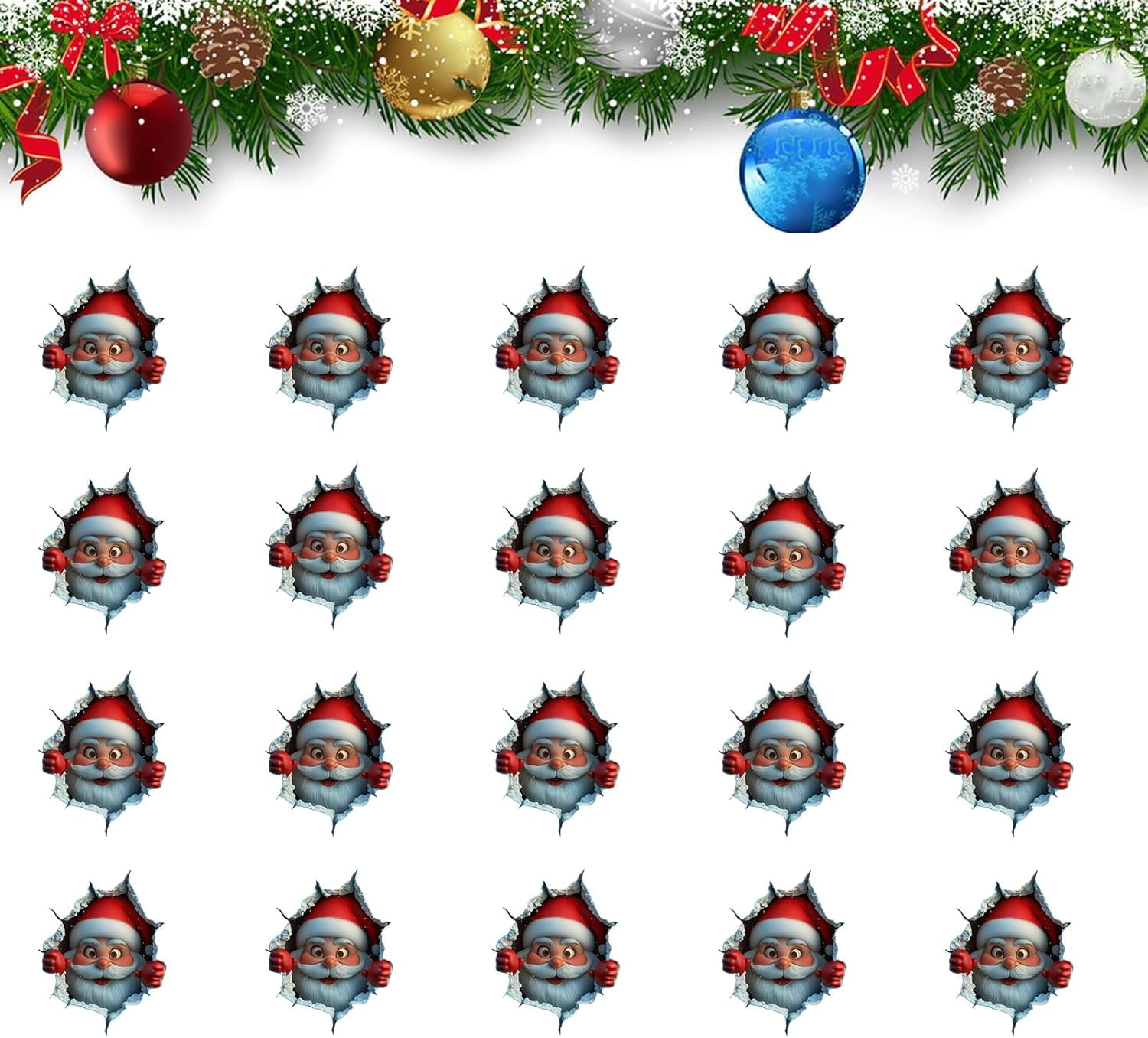 Hbtdoern Christmas Creative Wall Sticker, 3D Santa Wall Stickers Large ...