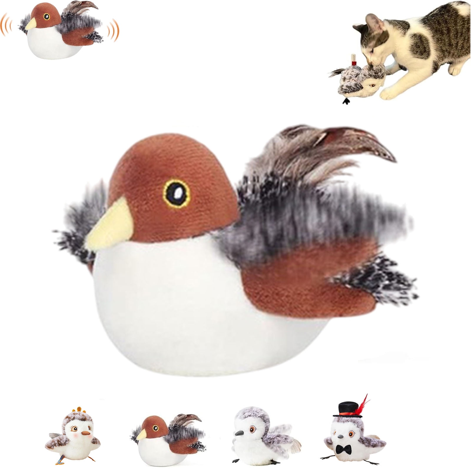 Hbtdoern Flapping Bird, Chirping Flapping Bird Cat Toy, Interactive ...