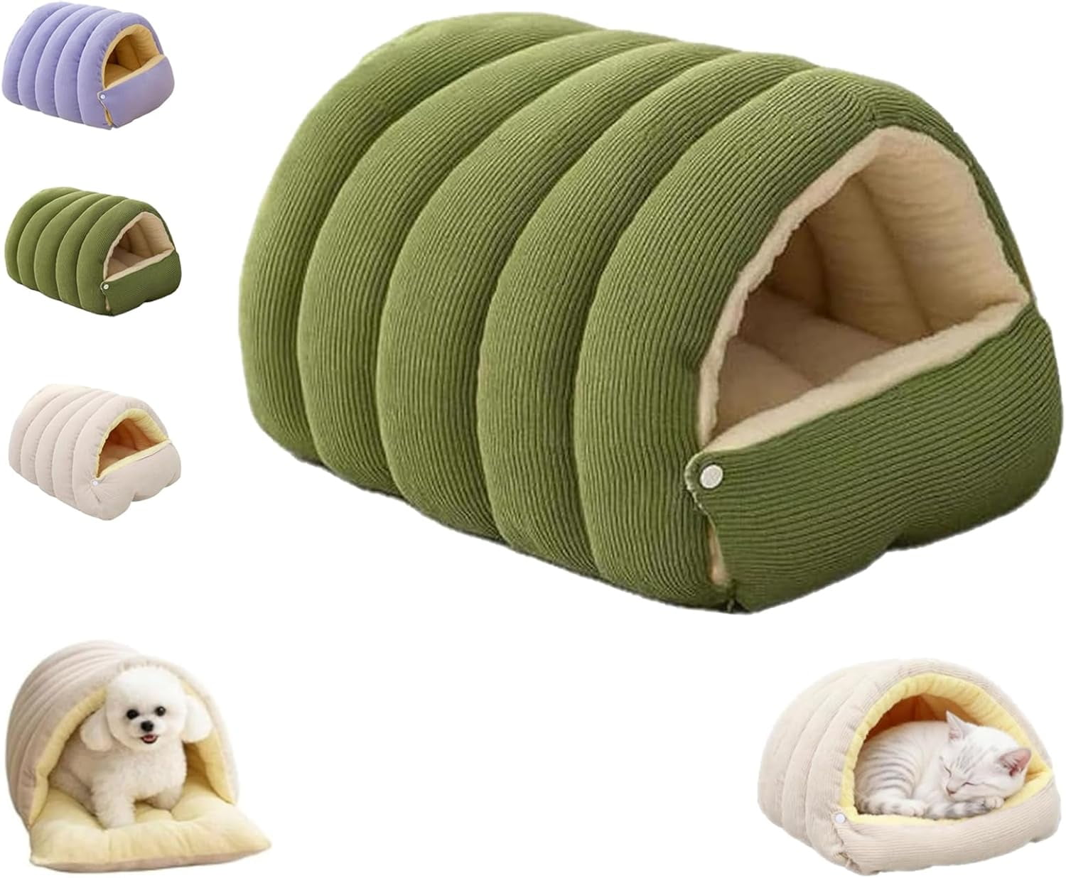 Hbtdoern Foldable Plush Cat Cave Bed with Washable Cushion, Quiet ...