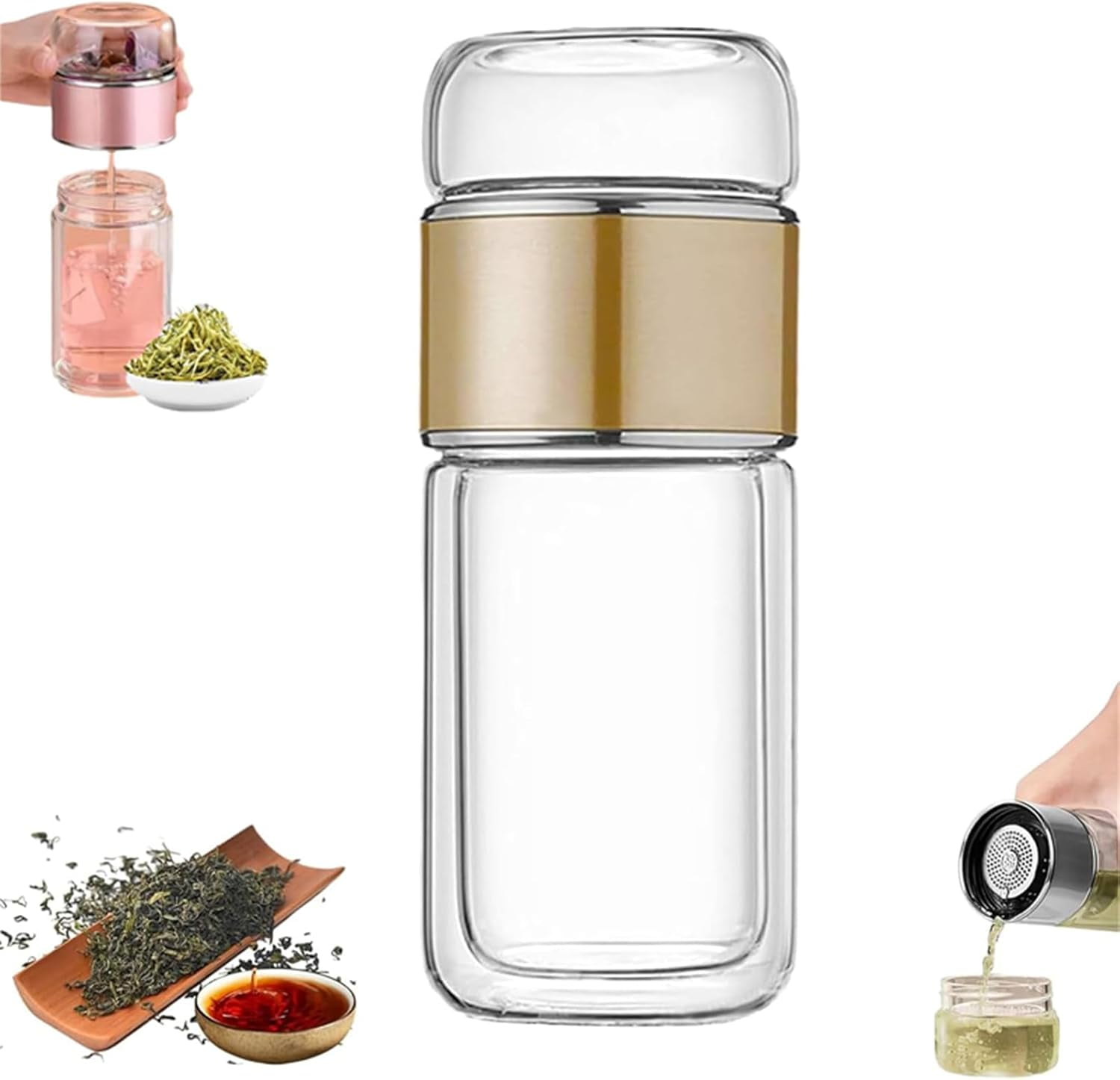 Hbtdoern Glass Infuser, Tea Infuser, 3-in-1 Smart Tea Infuser, Double ...