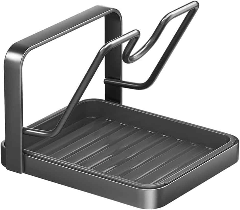 Hbtdoern Kitchen Pot Lid Storage Rack, Countertop Organizer with Spoon ...