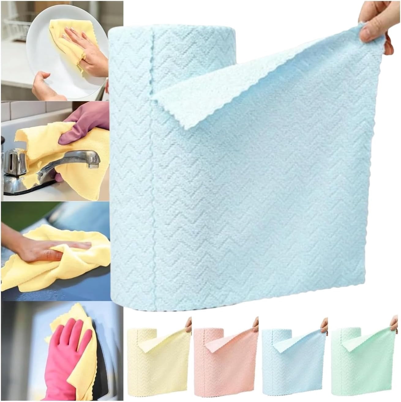 Hbtdoern Microfiber Cleaning Cloths Roll, 30-Pack Microfiber Cleaning ...