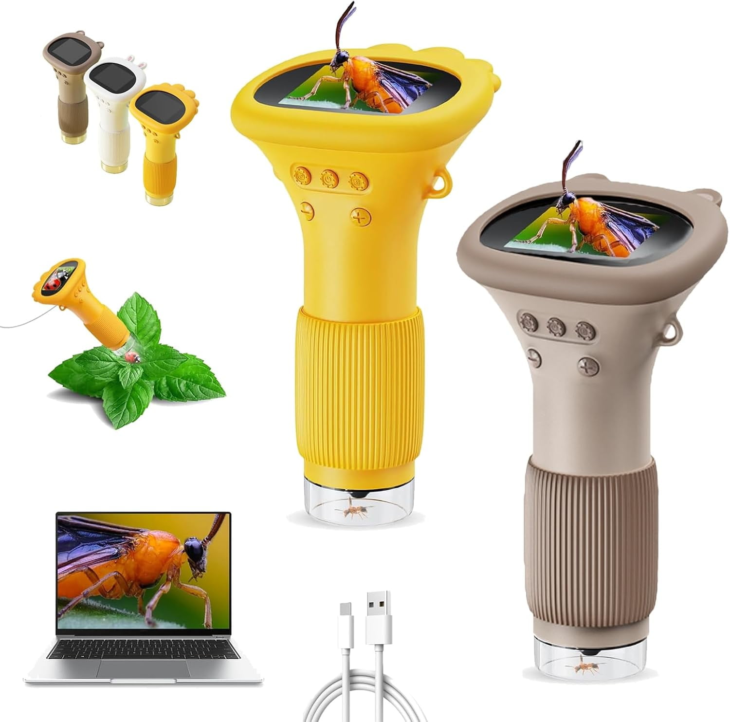 Hbtdoern Microscope Toy, 2" IPS Screen 1000x Handheld Digital ...