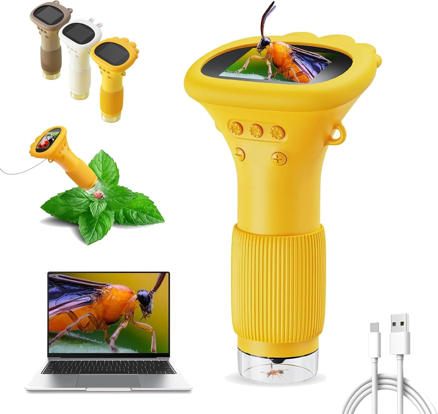 Hbtdoern Microscope Toy, 2" IPS Screen 1000x Handheld Digital ...