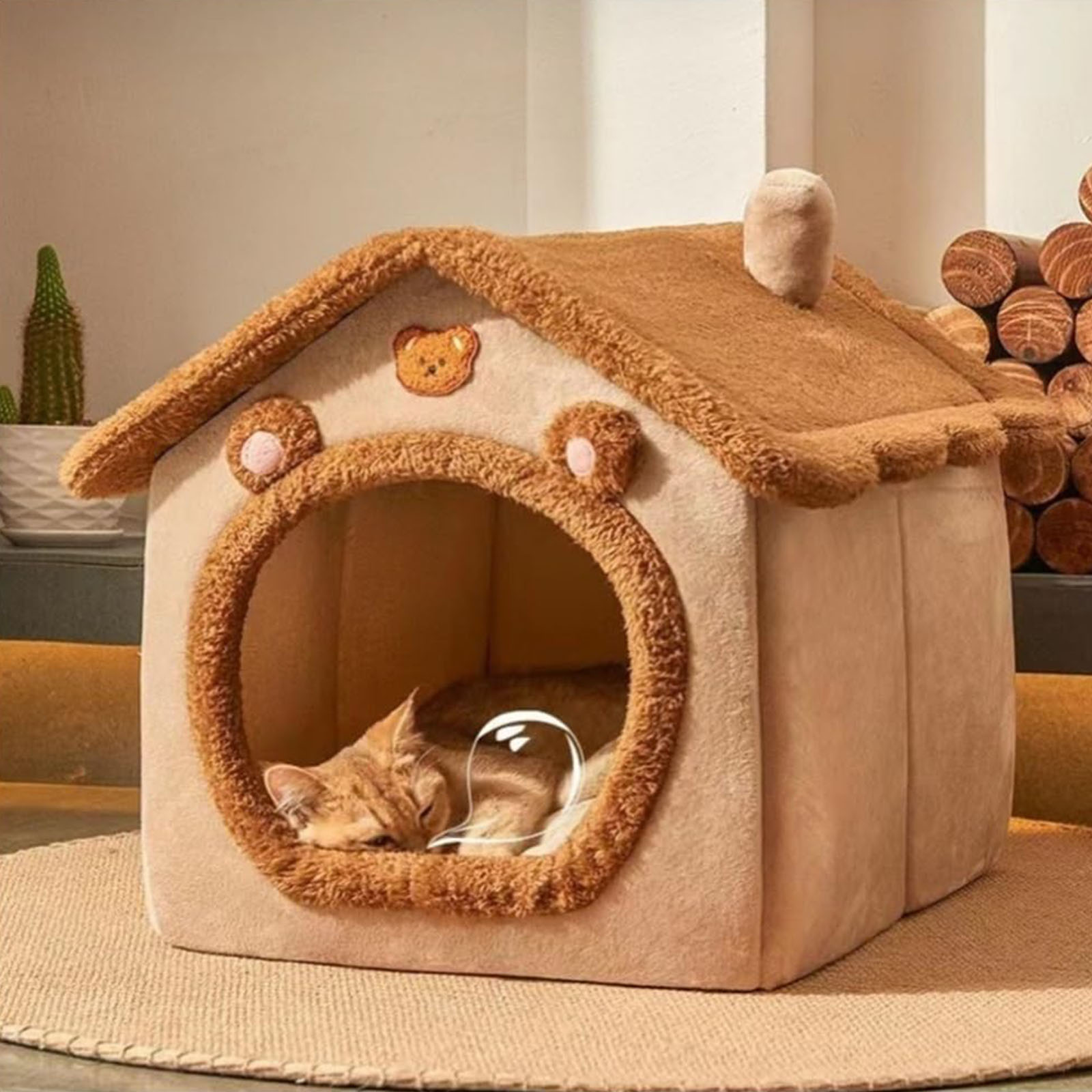 Hbtdoern Soft Indoor Enclosed Tent Hut, Luxury Indoor Dog House Cat ...