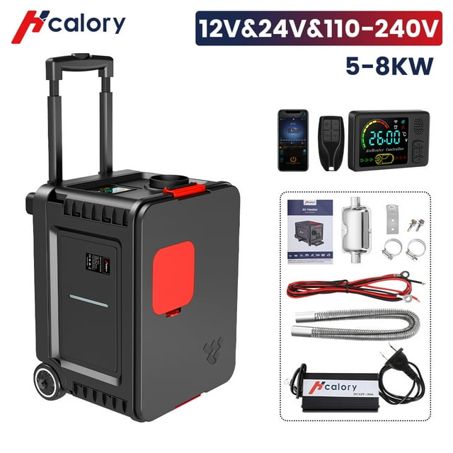 Hcalory Diesel Air Heater, 5KW-8KW, 12V-24V, Trolley Case, Bluetooth ...