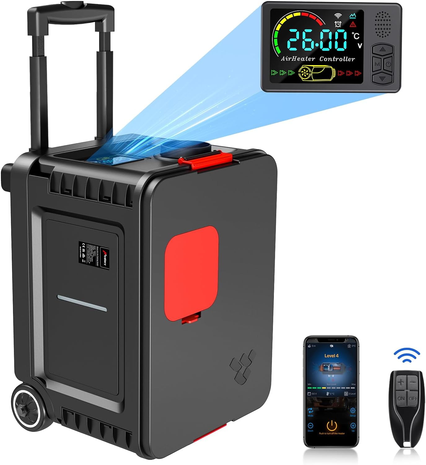 Hcalory Diesel Air Heater, 5KW-8KW, 12V-24V, Trolley Case, Bluetooth ...