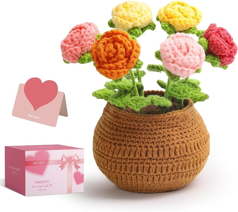 Hccgfy Completed Hand-Crocheted Tulip Potted Plant Brand Gift Box ...