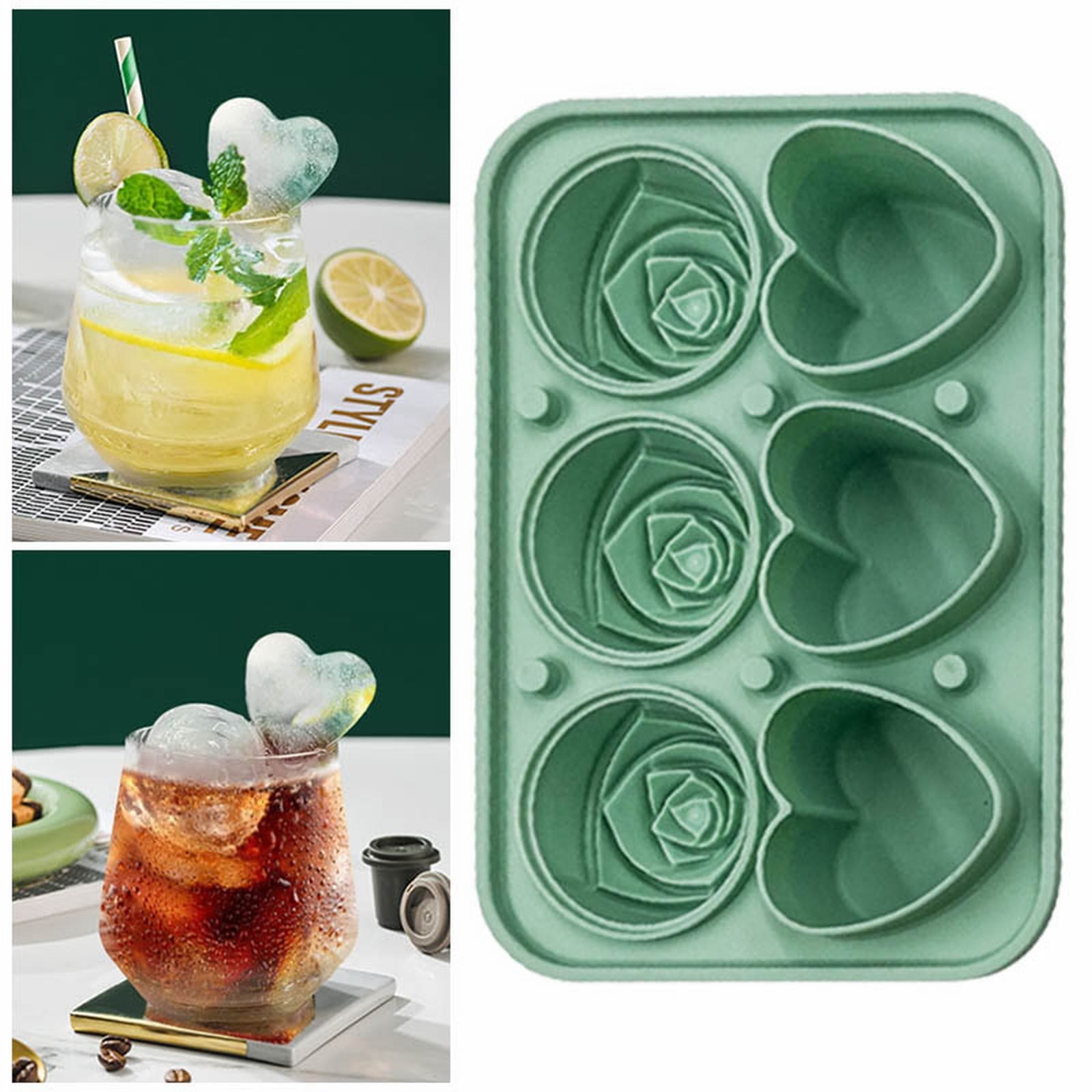 Hcnuuo Ice Tray 3D Rose Ice Molds And Heart Ice Molds Large Ice Cube ...