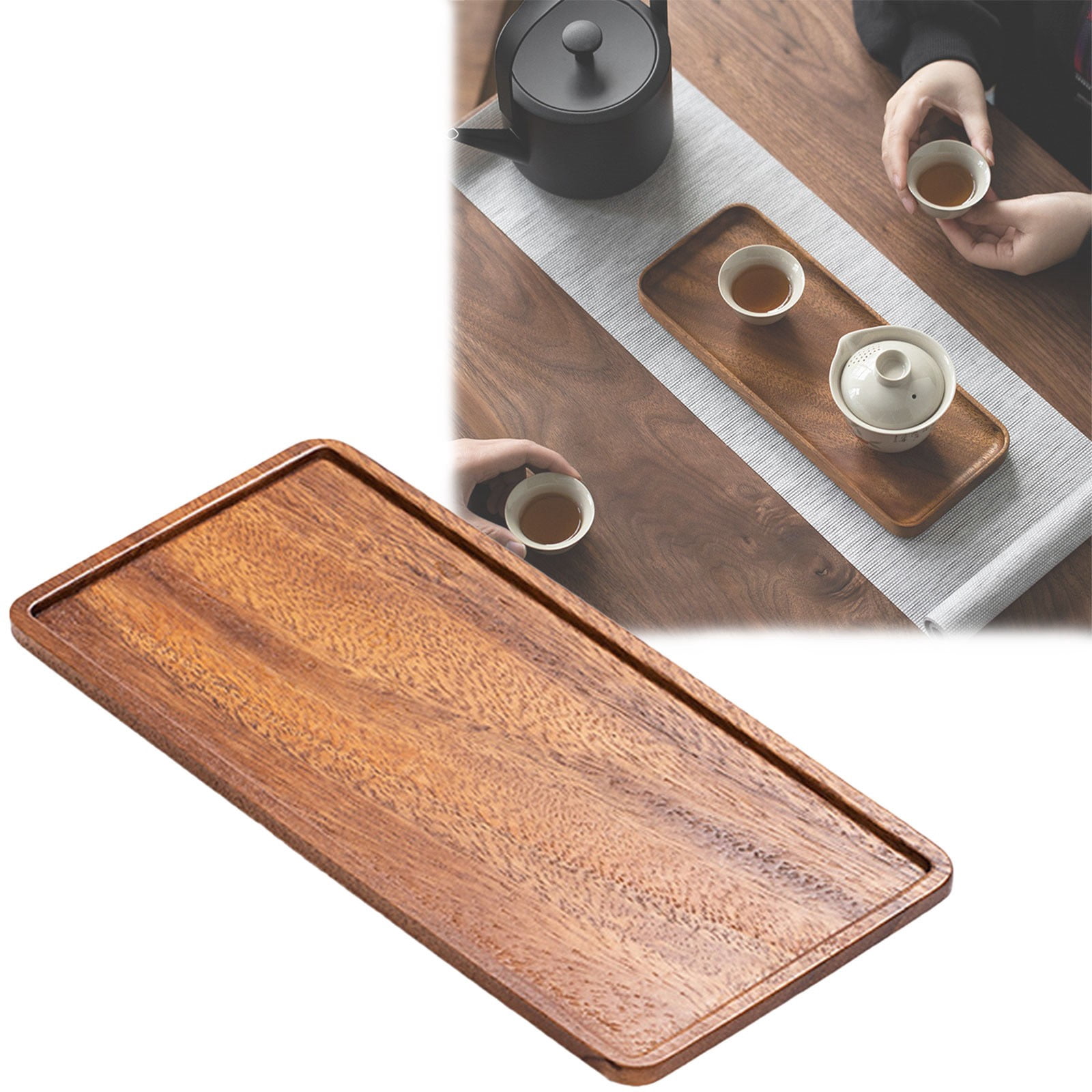 Hcnuuo Price Drop Alert! Walnut Wood Tray Elegant Solid Wood Teapot ...