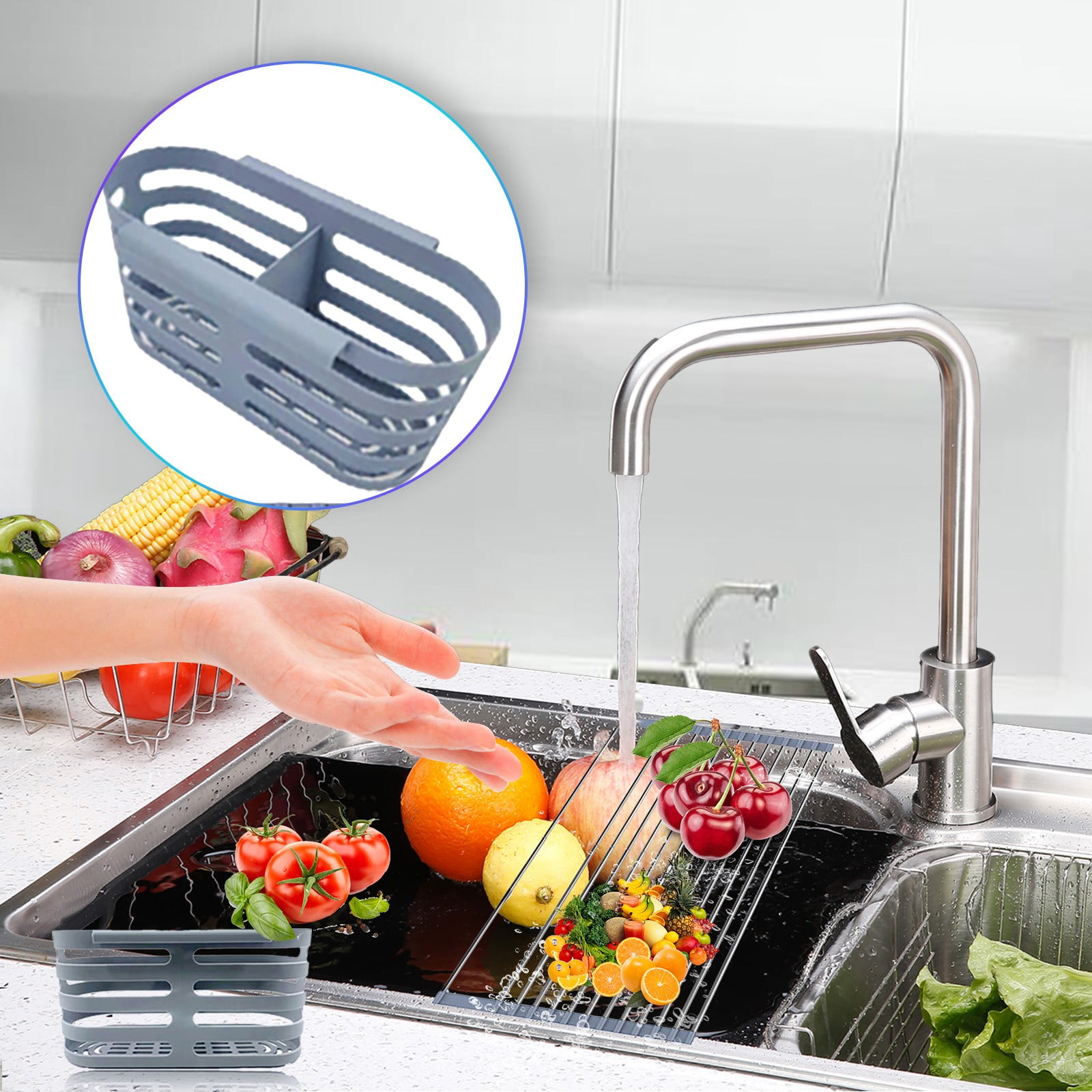Hcnuuo Pro Chef's Choice Expandable Roll-Up Dish Drying Rack For ...