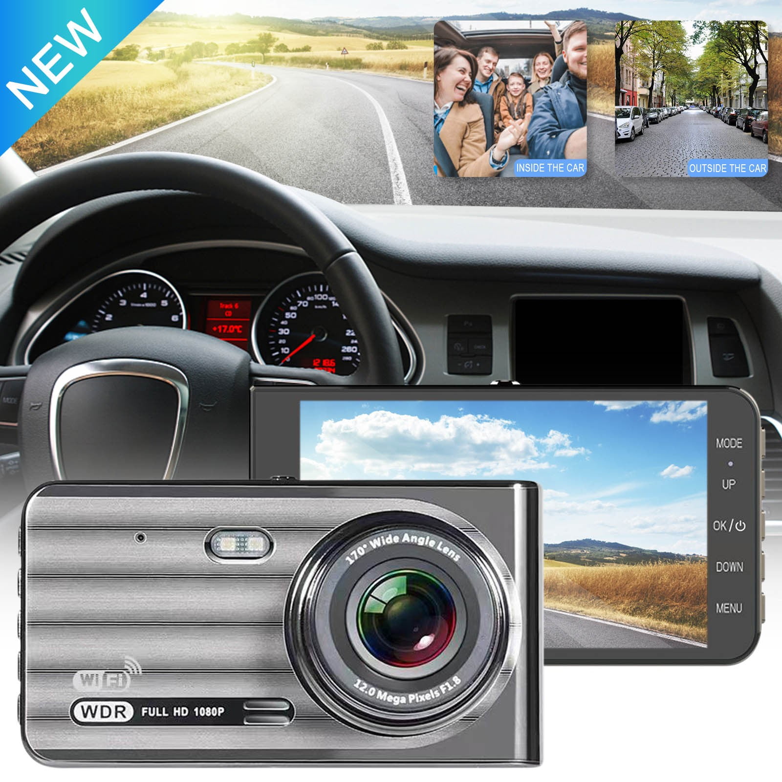 Hd Car Driving Recorder, Dual Lens Video Camera, 1080p Resolution ...