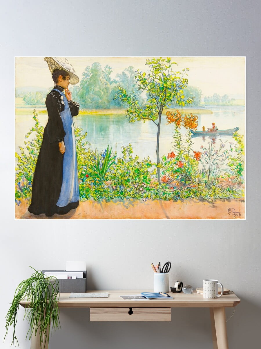 Hd Carl Larsson - Karin By The Shore Poster Wall Art, Modern Wall Decor ...
