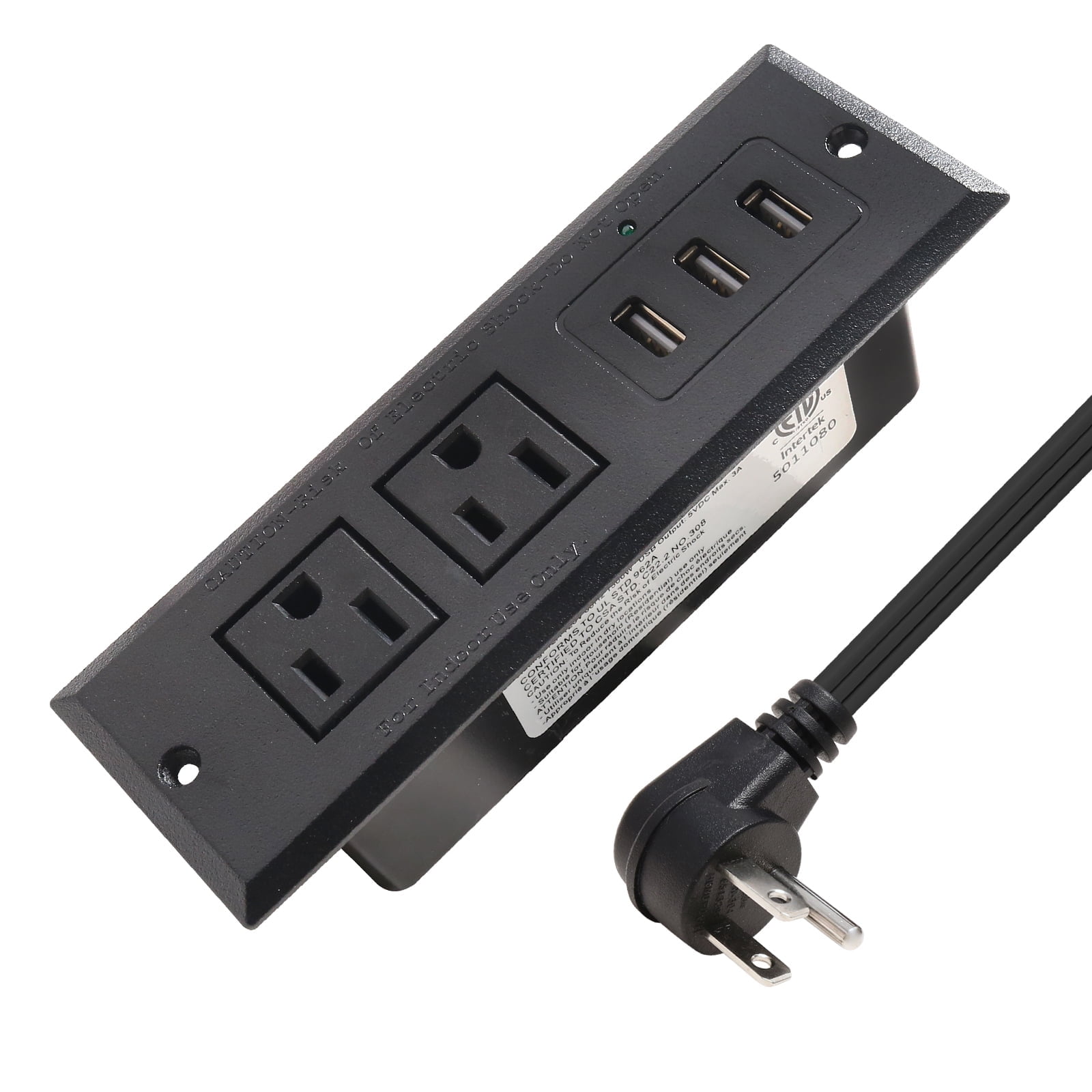 HdcTek Desktop Recessed Power Strip with USB Ports 2 Outlets 3 USB ...