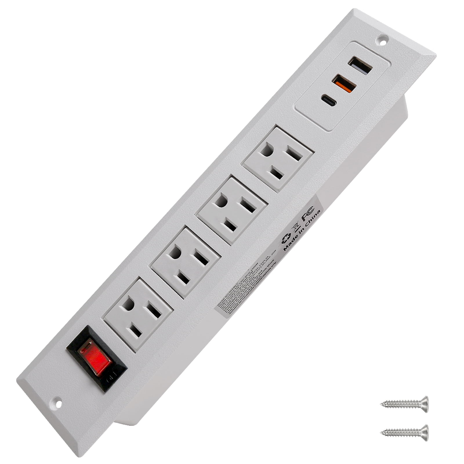 HdcTek Recessed Power Strip with USB C 20W PD Fast Charge Desk Power ...