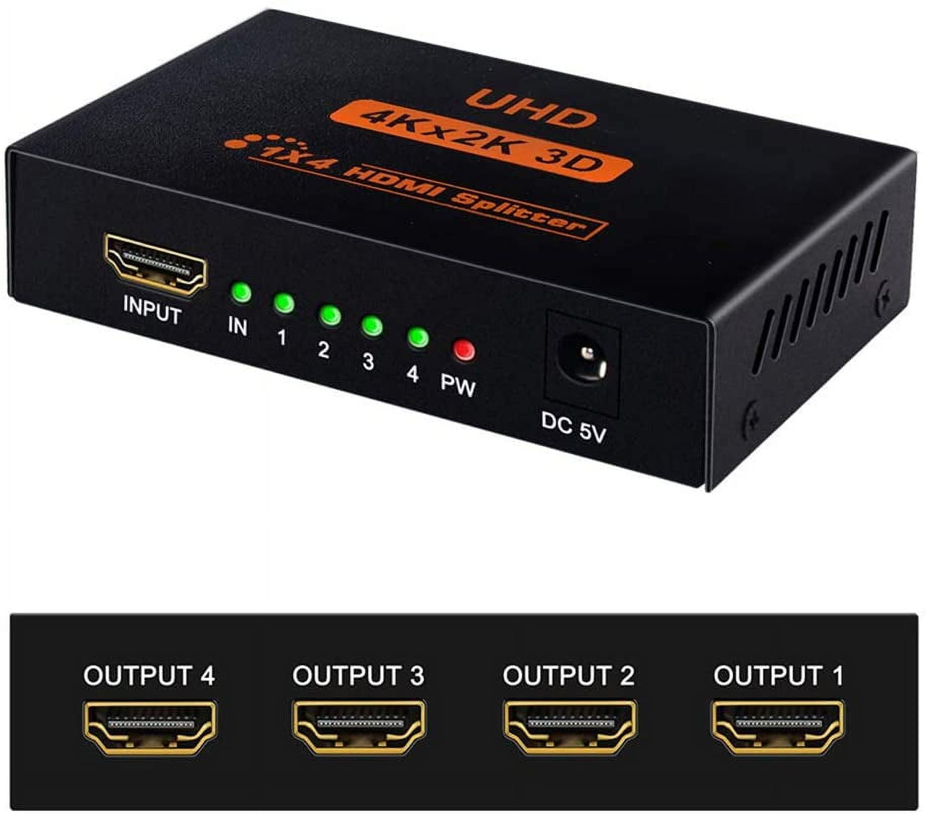 Hdmi Splitter 1 in 4 Out V1.4b Powered Hdmi Video Splitter with AC ...