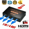 Hdmi Splitter 1 in 4 Out V1.4b Powered Hdmi Video Splitter with AC ...