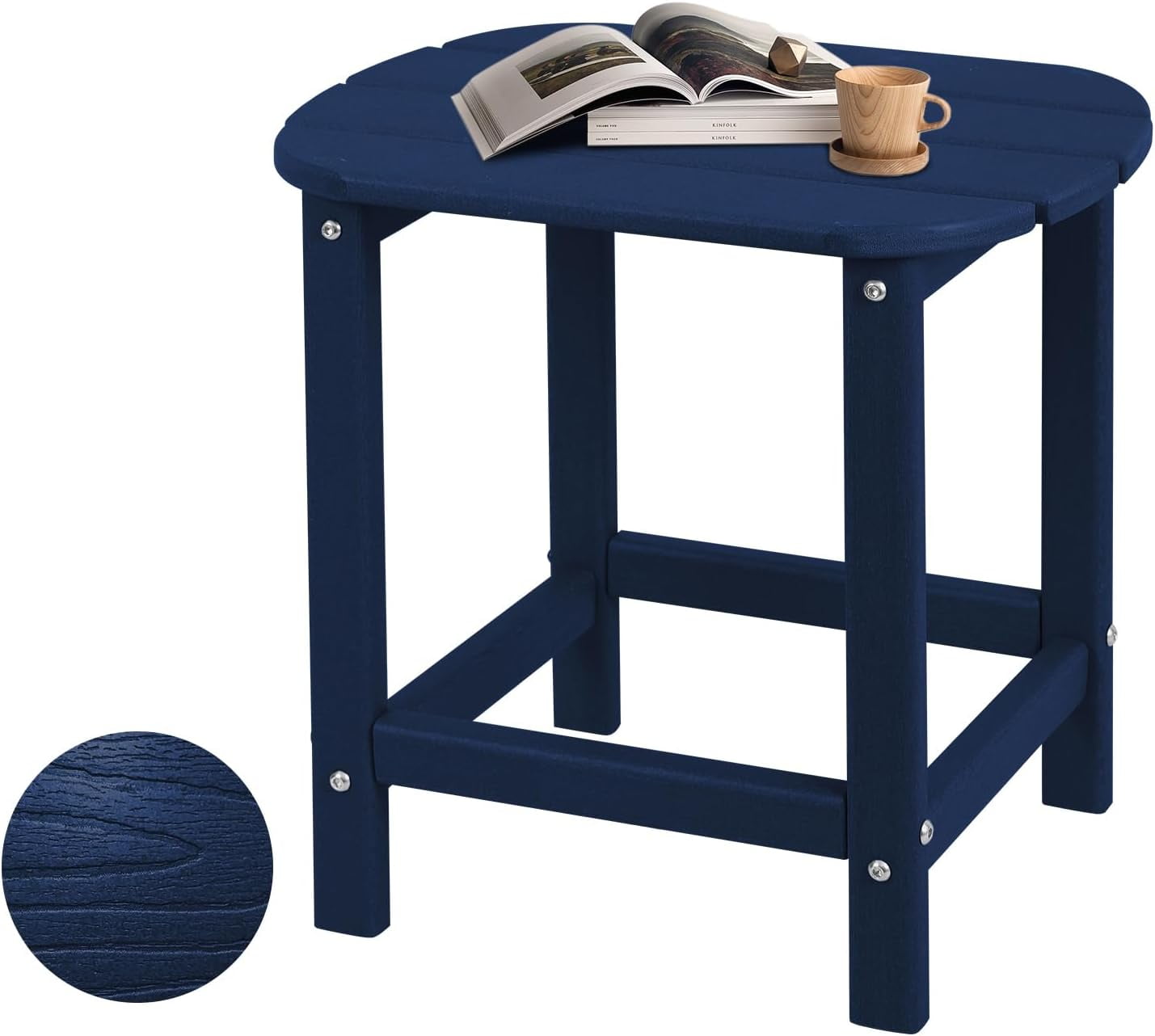 Hdpe Outdoor Adirondack Side Table, Wooden Textured, Set for Patio ...
