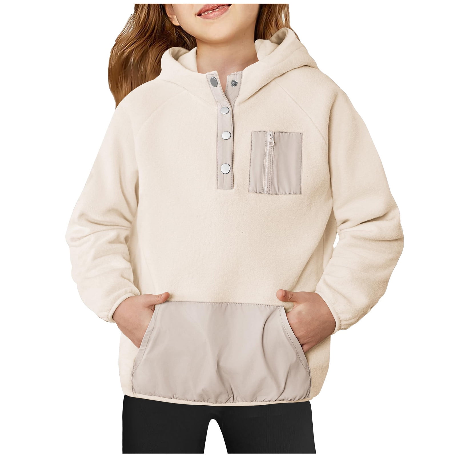 Hduncf Girls Fleece Pullover Hooded Sweatshirt Colorblock Hoodie for ...