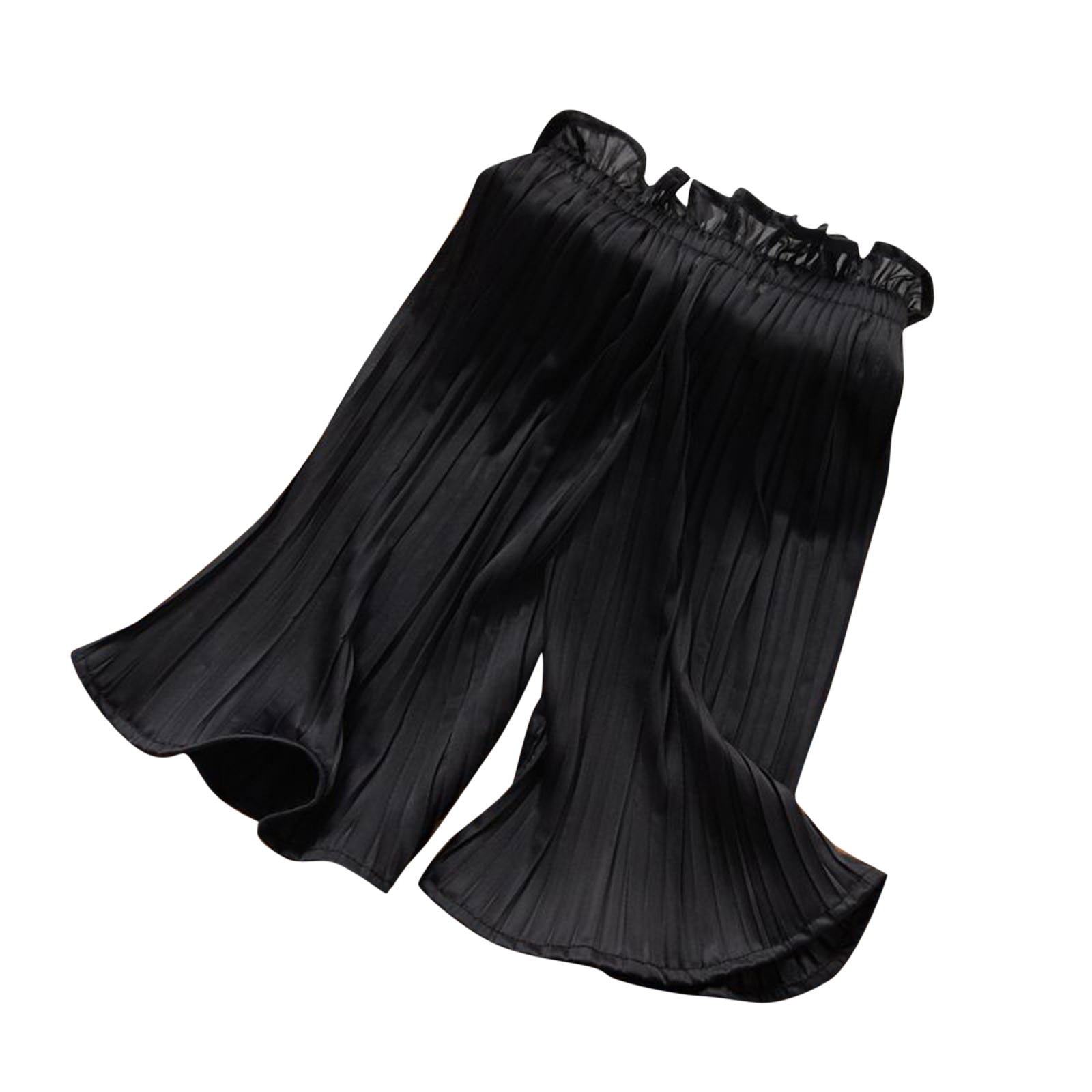 Hduncf Girls Ribbed Wide Leg Pants Ruffle Leggings Bell Bottoms Casual ...