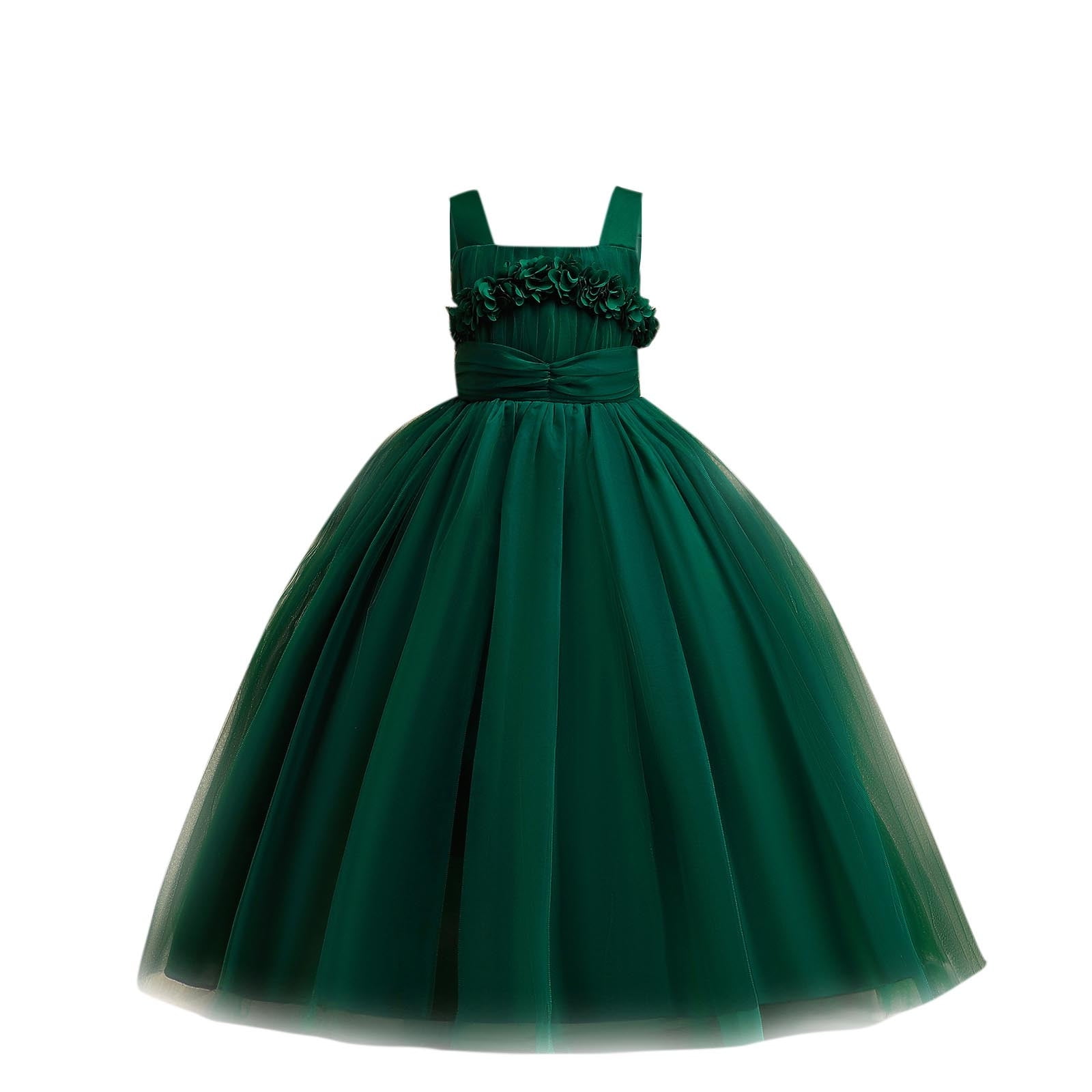 Hduncf Girls Sleeveless Princess Dress 3D Floral Embellished Tulle Ball ...