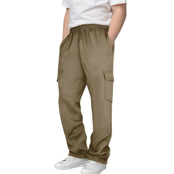 Hduncf Kids Boys Baggy Cargo Pants Casual Elastic Waist Multi Pockets Loose Fit Straight Leg ...