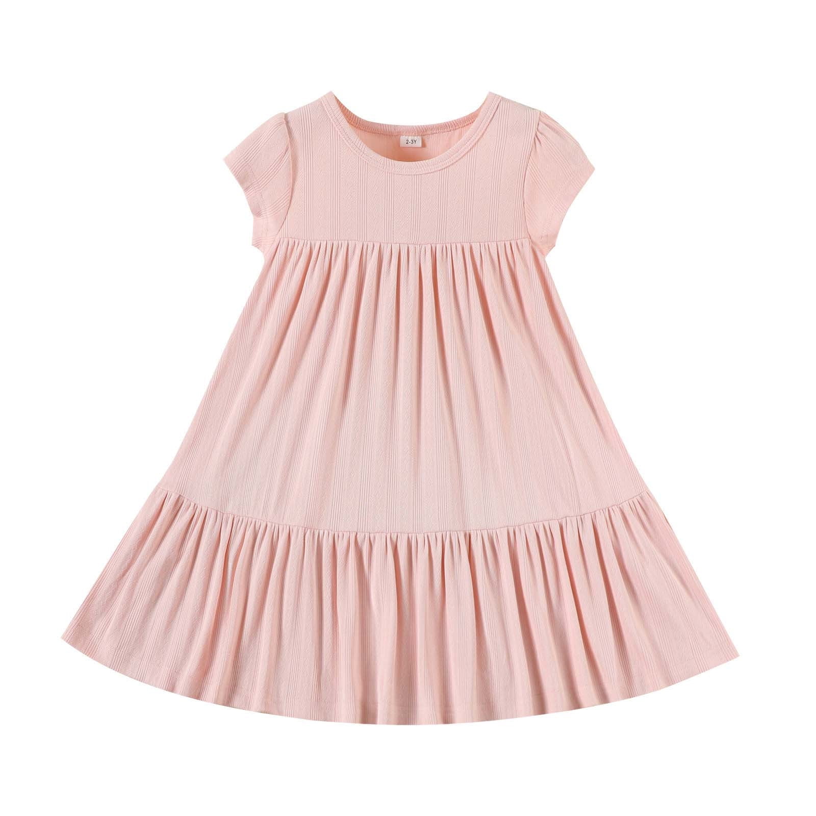 Hduncf Toddler Baby Girls Summer Dresses Kids Cap Sleeve Tiered Ruffle ...