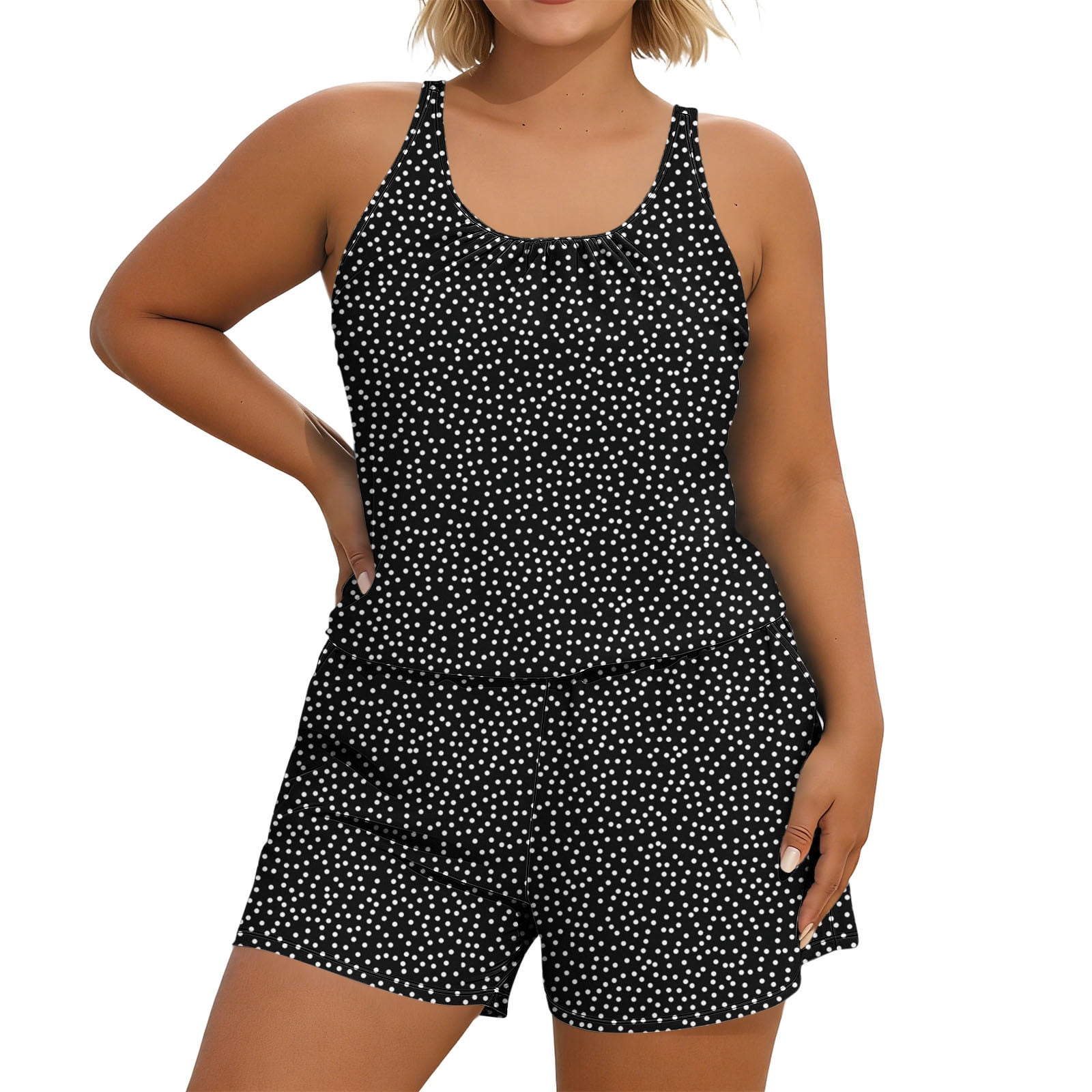 Hduncf Women's Plus Size Swim Romper One Piece Swimsuits Push-Up Padded ...