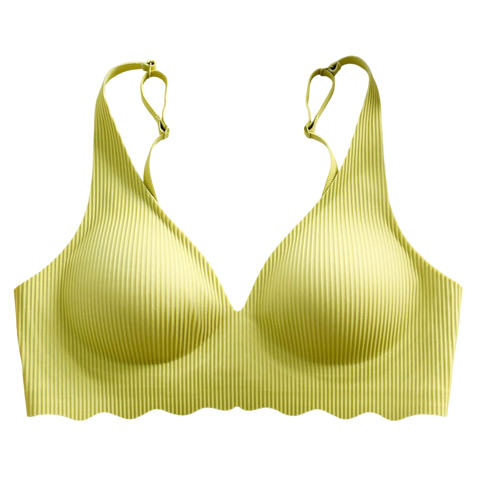 Hduncf Women's Ribbed Seamless Ribbed Wireless Bra Push Up Full ...