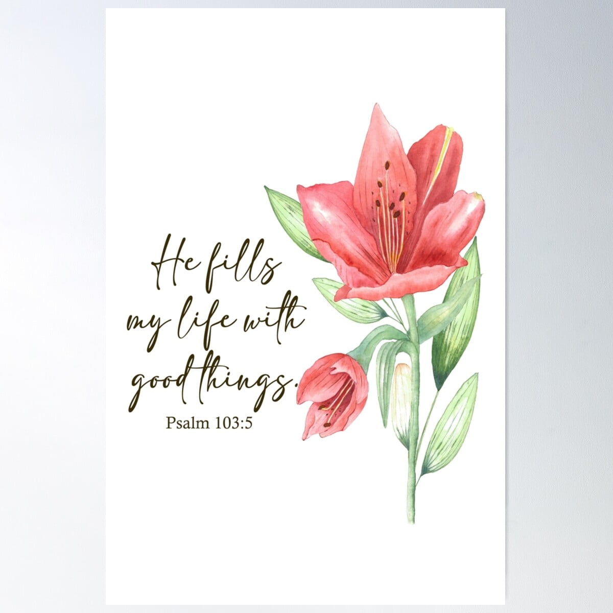 He Fills My Life With Good Things Bible Verse Poster Wall Art, Modern ...