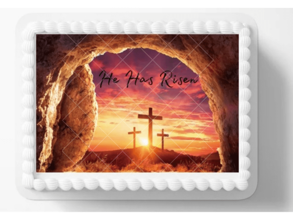 He Has Risen Easter Religious Edible Image Edible Birthday Cake Topper ...