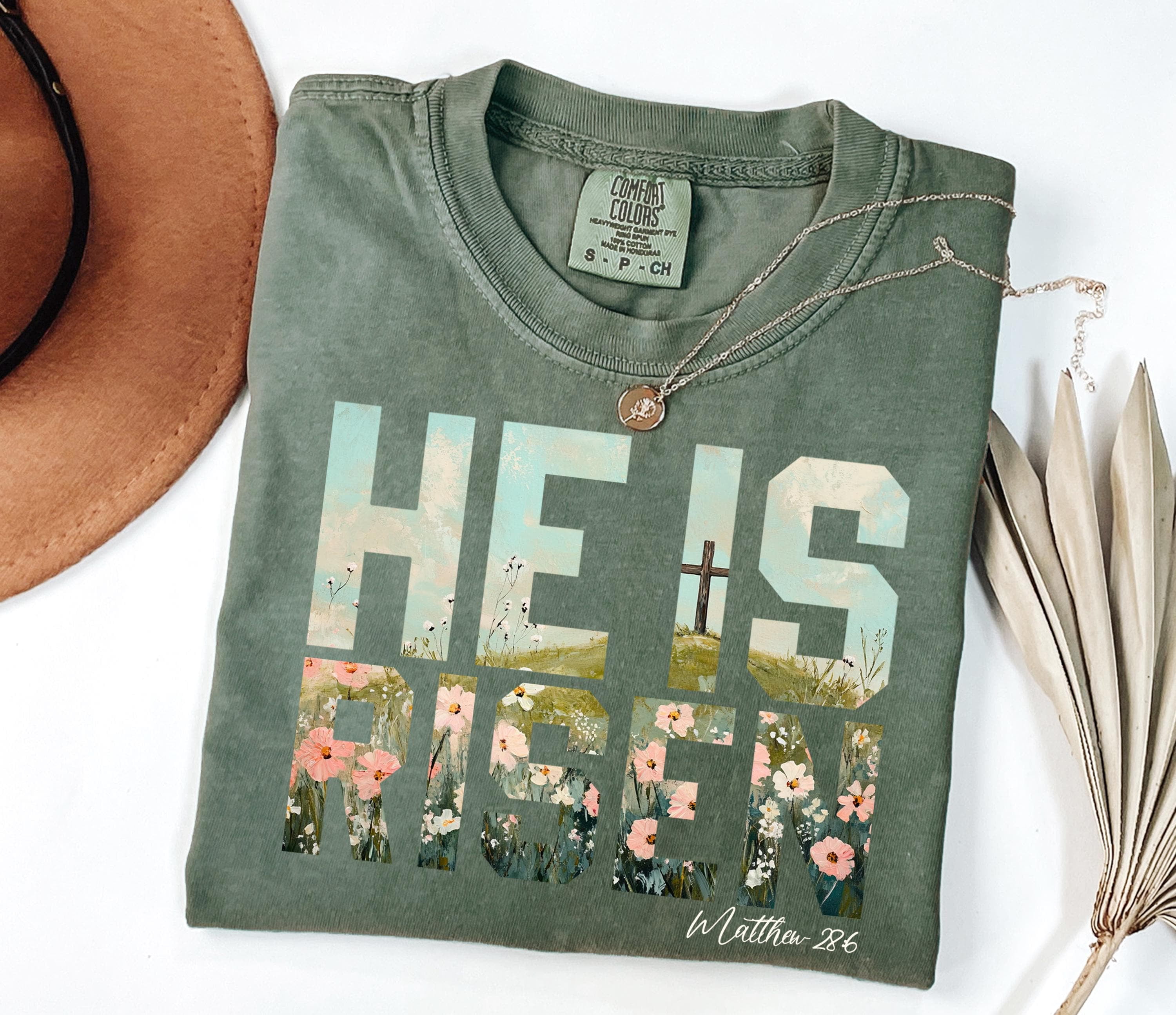 He Has Risen Shirt, Floral Christian Easter Shirt, He Is Risen Bible ...