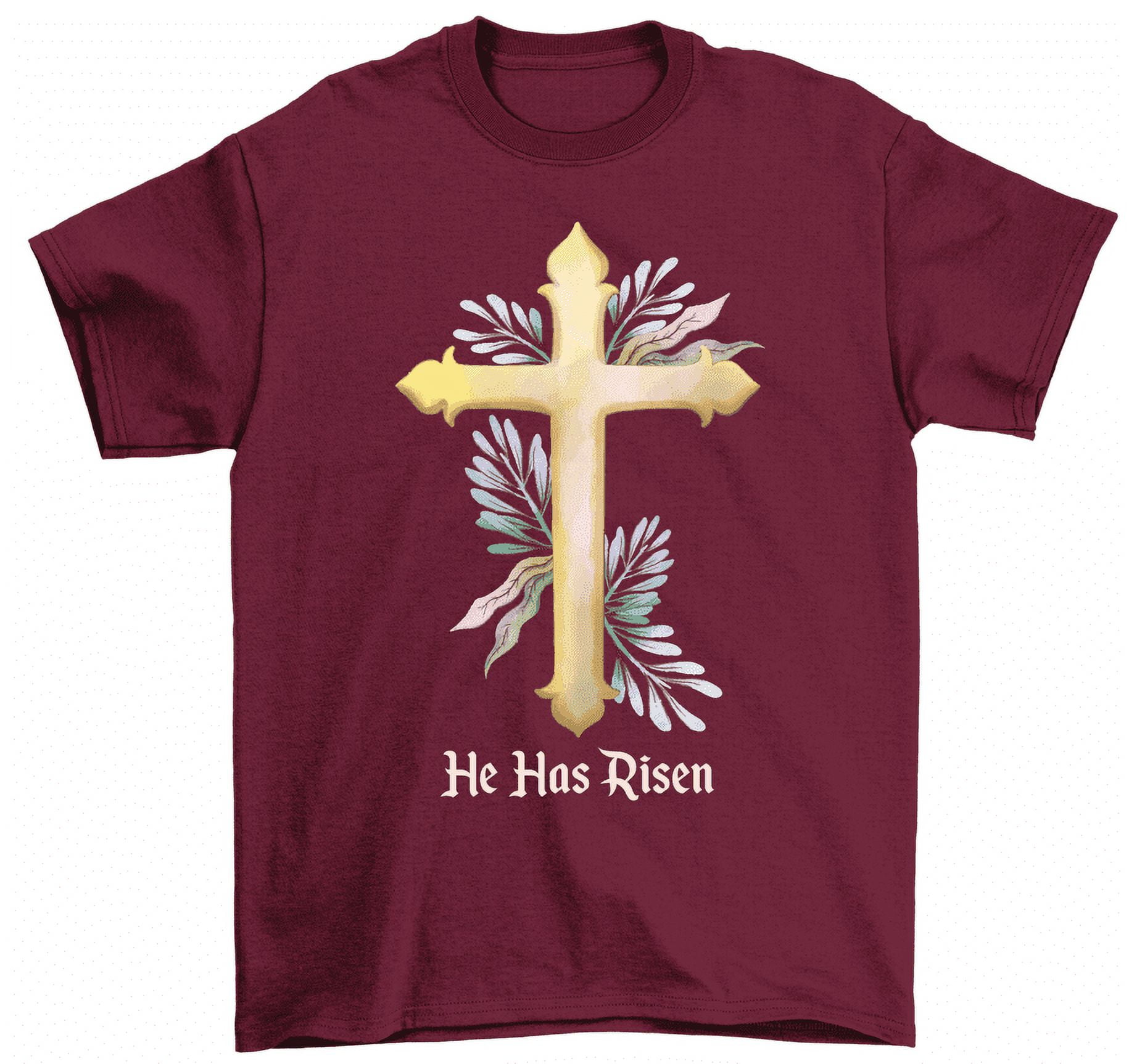 He Has Risen T-Shirt Easter Jesus Holy Cross Christian Faith Tee Men ...