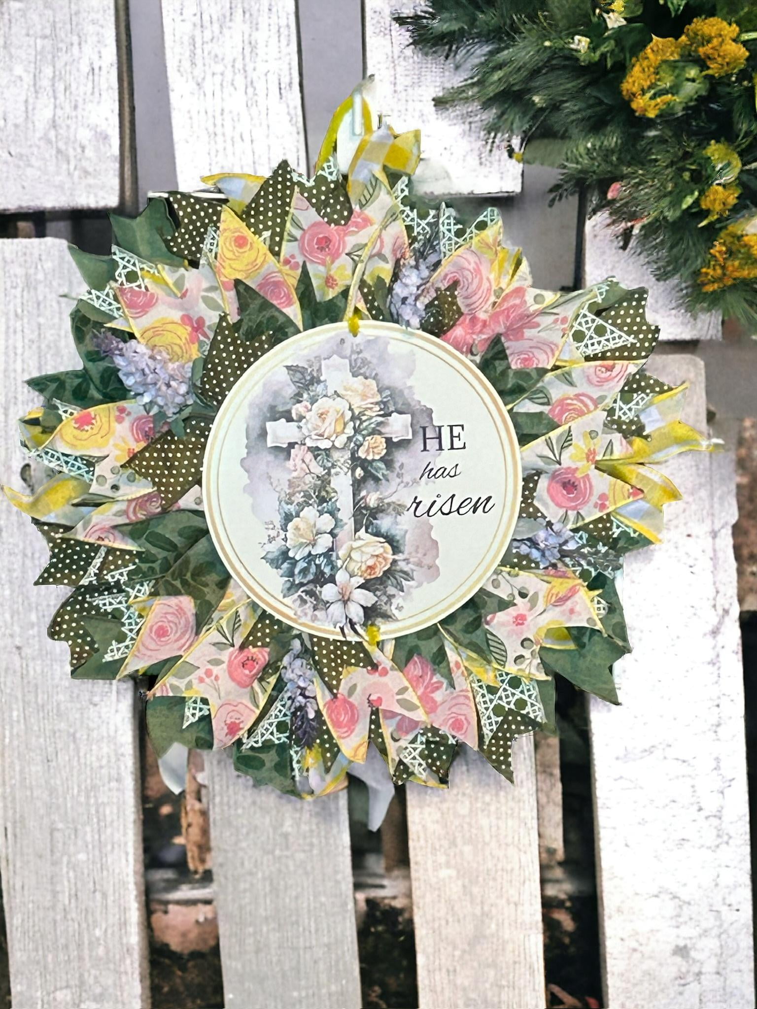He Has Risen Wreath, Ribbon Wreath, Easter Decor, Religious - Walmart.com
