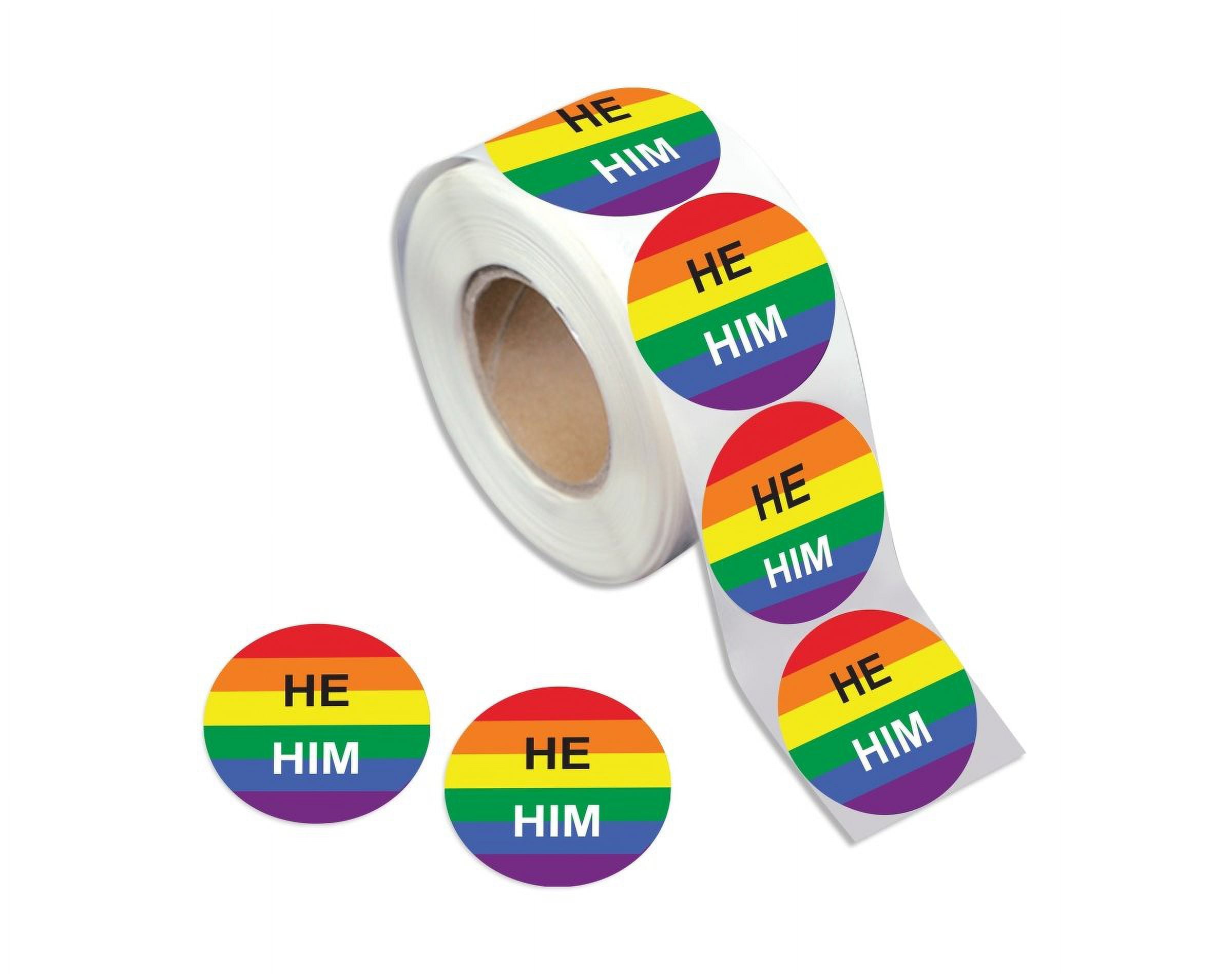 He Him Pronoun Rainbow Flag Stickers (250 Per Roll) - Walmart.com