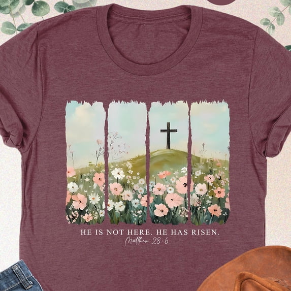 He Is Not Here He Has Risen Shirt Christian Easter Shirt Religious ...