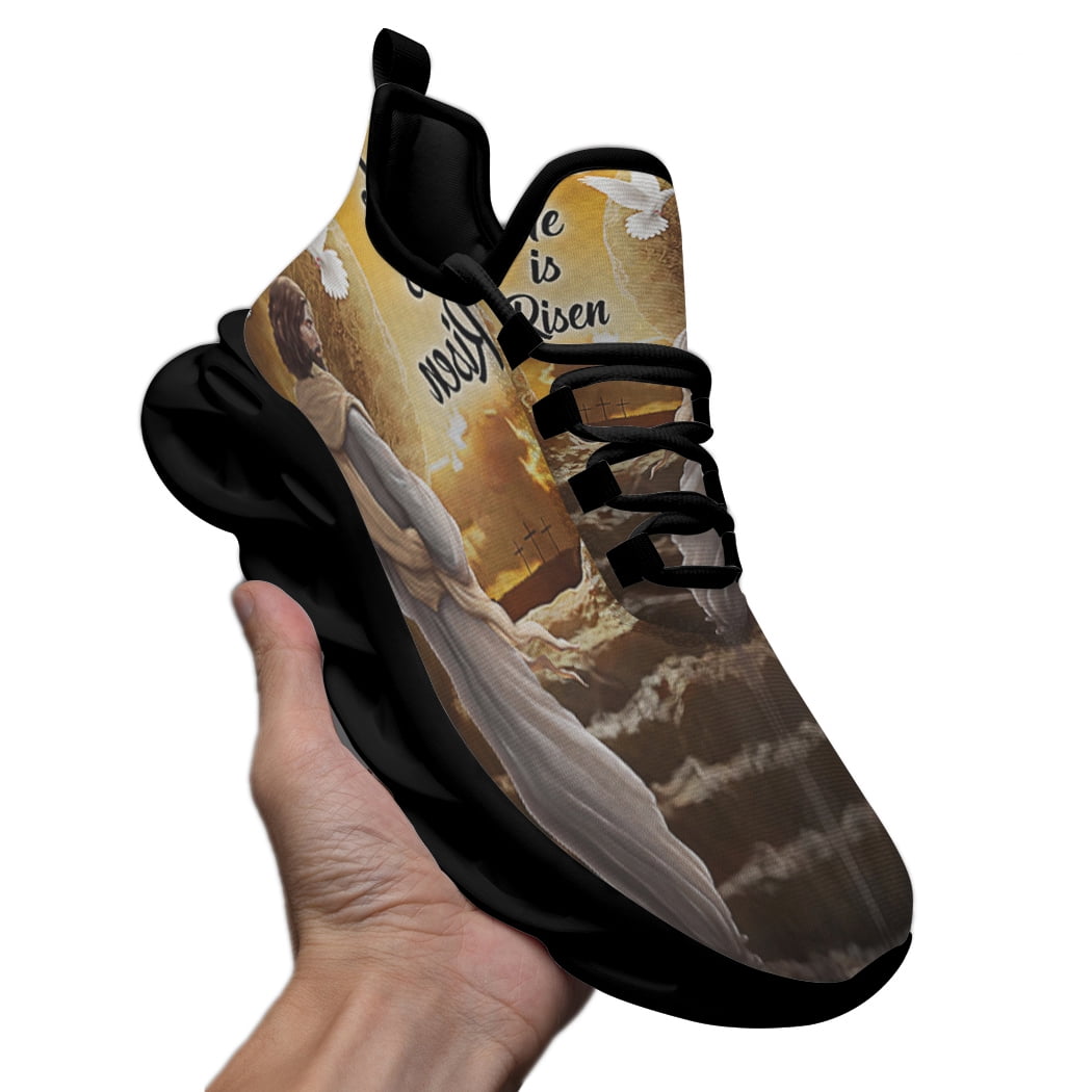 He Is Risen Christ Resurrection of Jesus Shoes Sneakers Black Size 11.5 ...