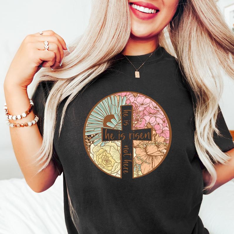 He Is Risen Cross . Easter Religious . He Lives T. Bible Verse. Flower Easter For Women. Easter ...