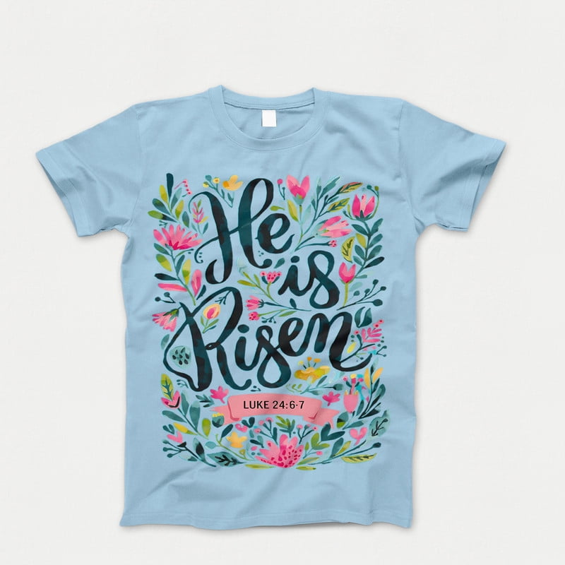 He Is Risen Easter T-Shirt, Floral Easter Tshirt, Jesus Easter Shirt ...