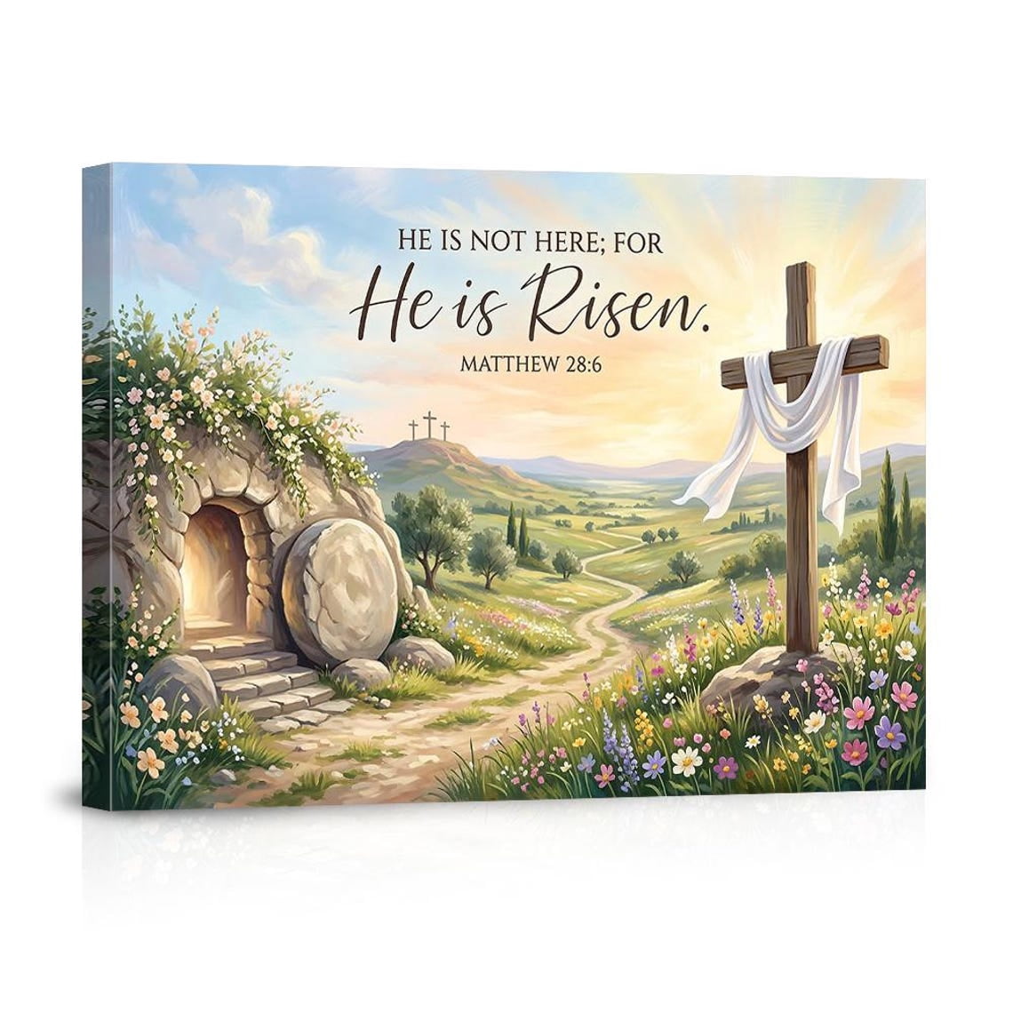 He Is Risen Empty Tomb Christian Matthew 28 6 For Church Bedroom Living ...