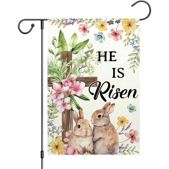 He Is Risen Garden Flag 12x18 Inch Double Sided Cross Easter Yard Flag ...