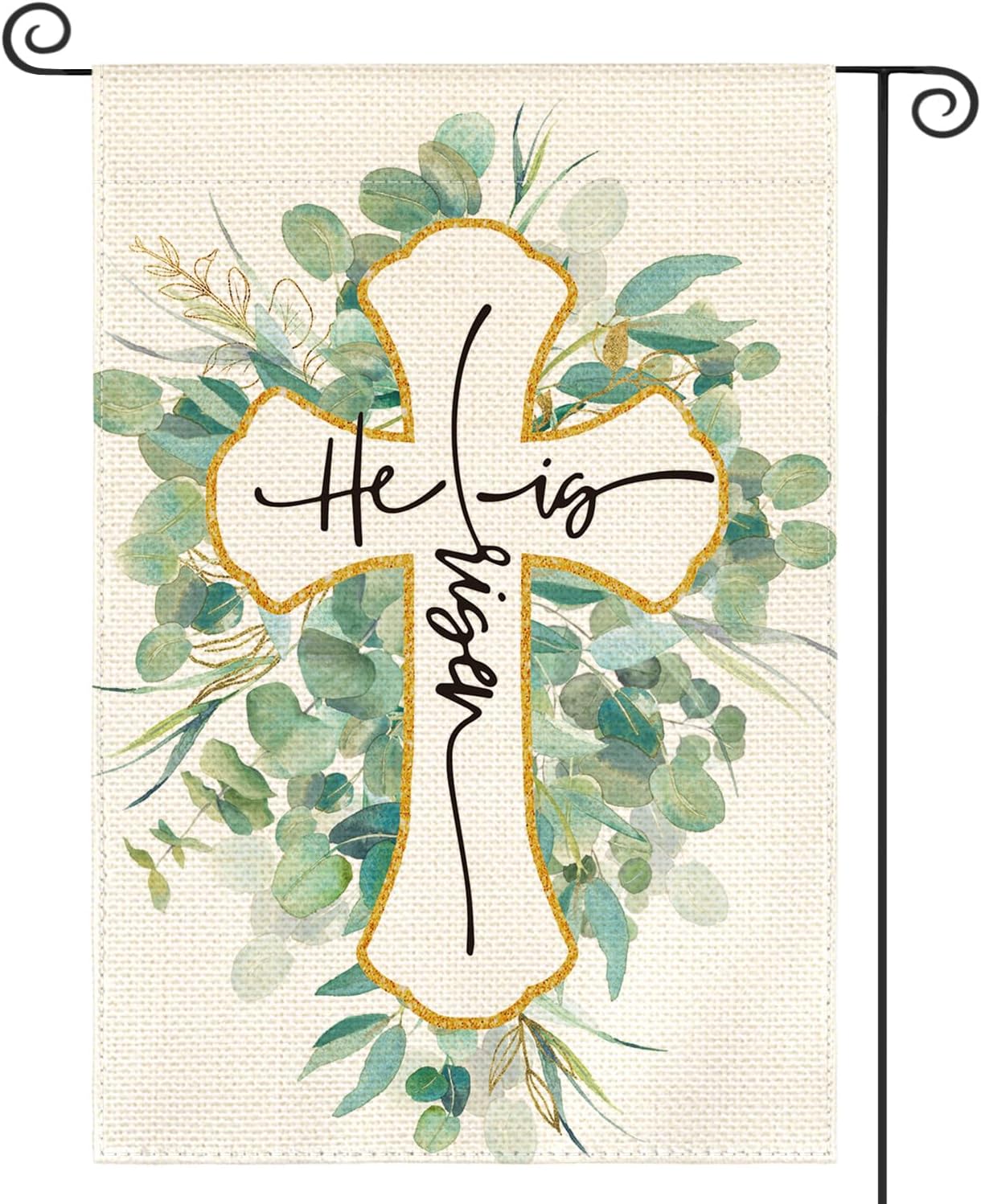 He Is Risen Garden Flag 30x45 cm Double Sided Outside,Easter Eucalyptus ...