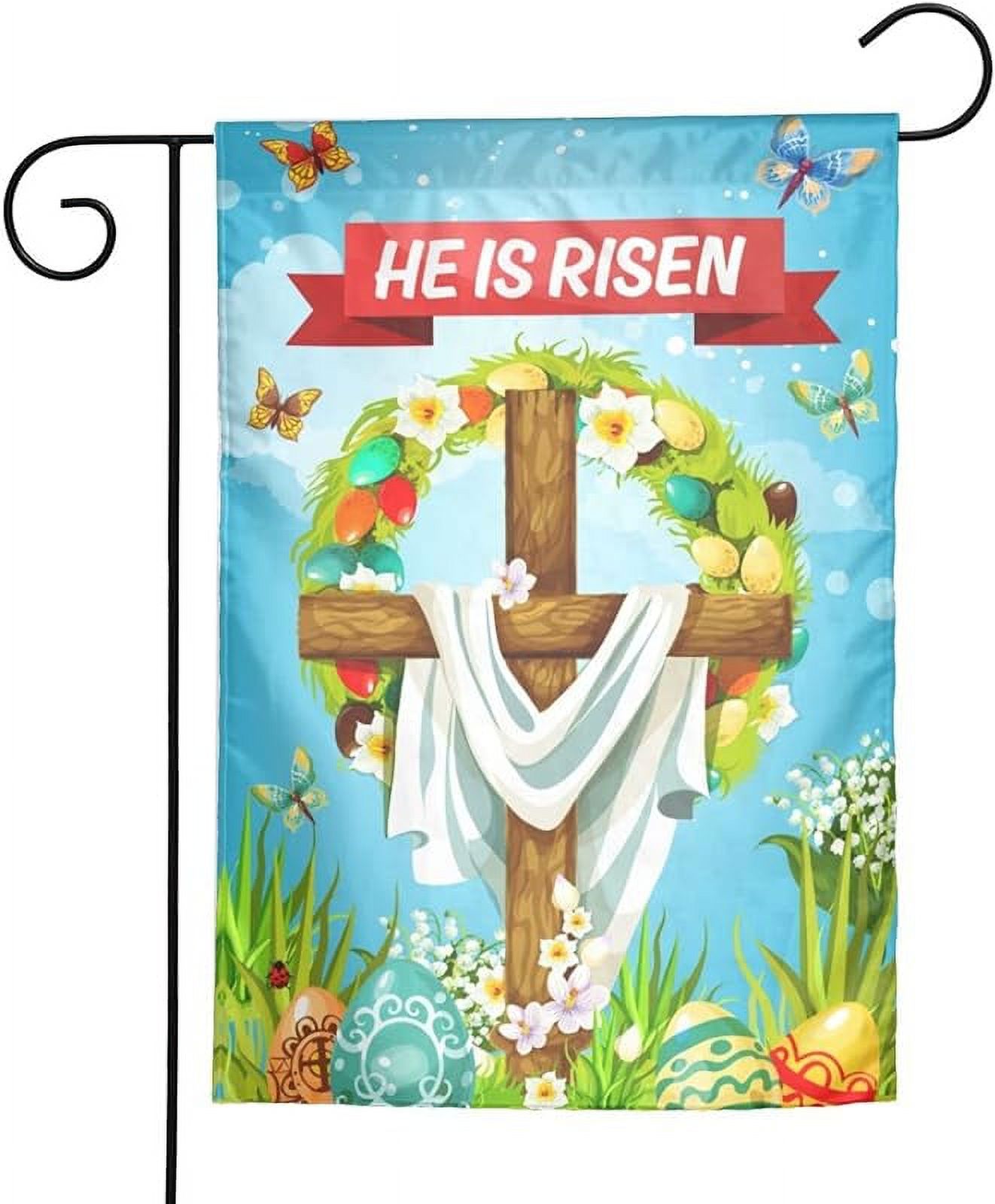 He Is Risen Garden Flag Double Sided Banner Flags Welcome Decoration ...