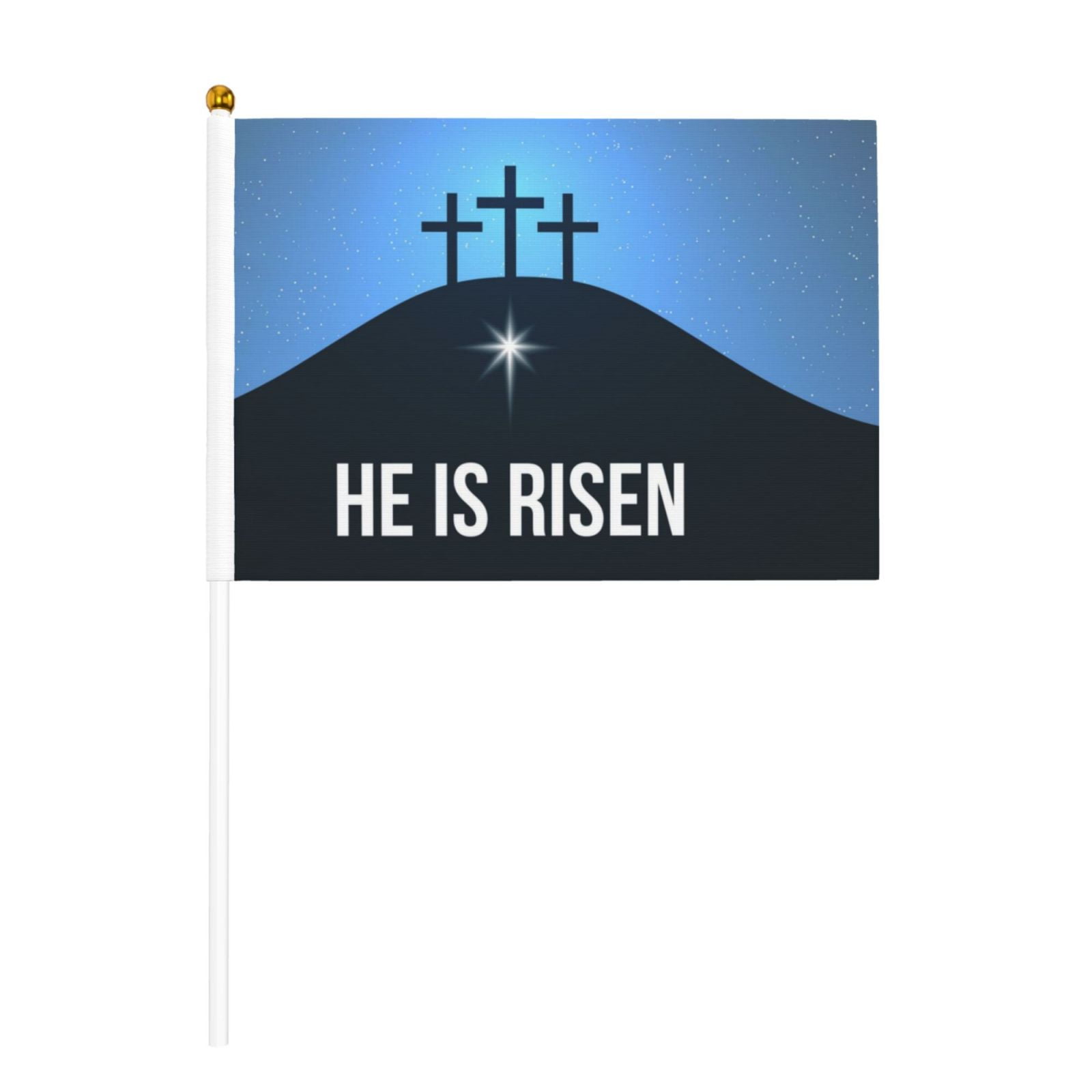 He Is Risen Happy Easter Day Flag Small Mini Hand Held Flags Small Miniature Flags 5.5x8.2 Inch ...