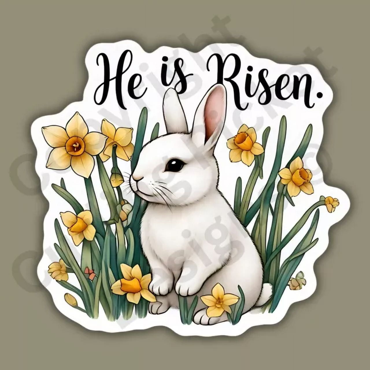 He Is Risen Jesus Biblical Bible White Rabbit Easter Sticker Phone ...