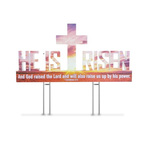 He Is Risen Outdoor Yard Sign Easter Decorations, PVC with Metal Stakes ...