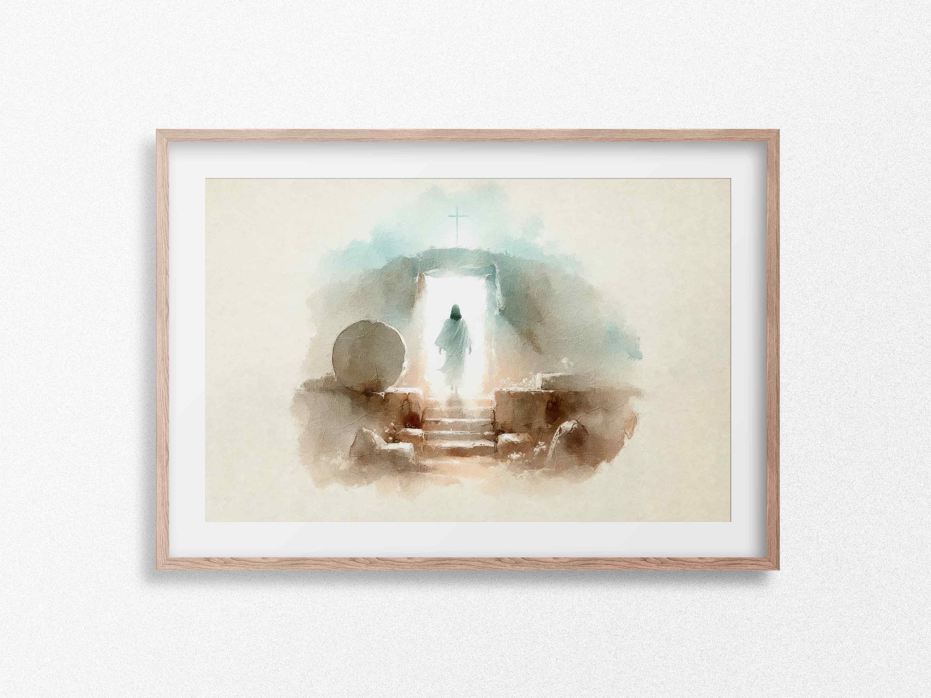 He Is Risen Print: Jesus Emerging From Tomb (Print) Warm Present ...