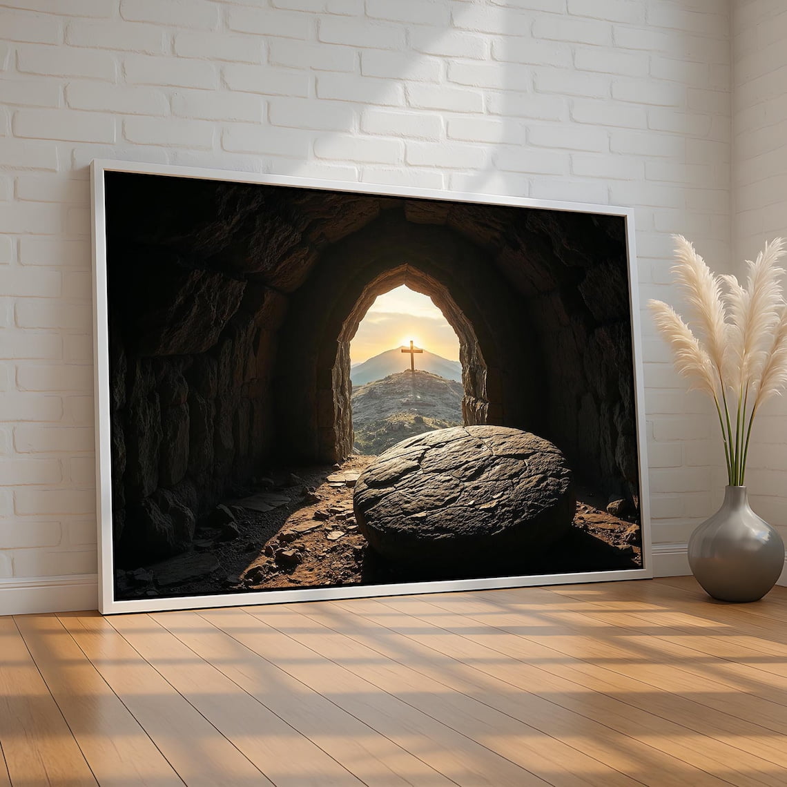 He Is Risen Resurrection Tomb & Cross Art Print Inspiring Christian ...