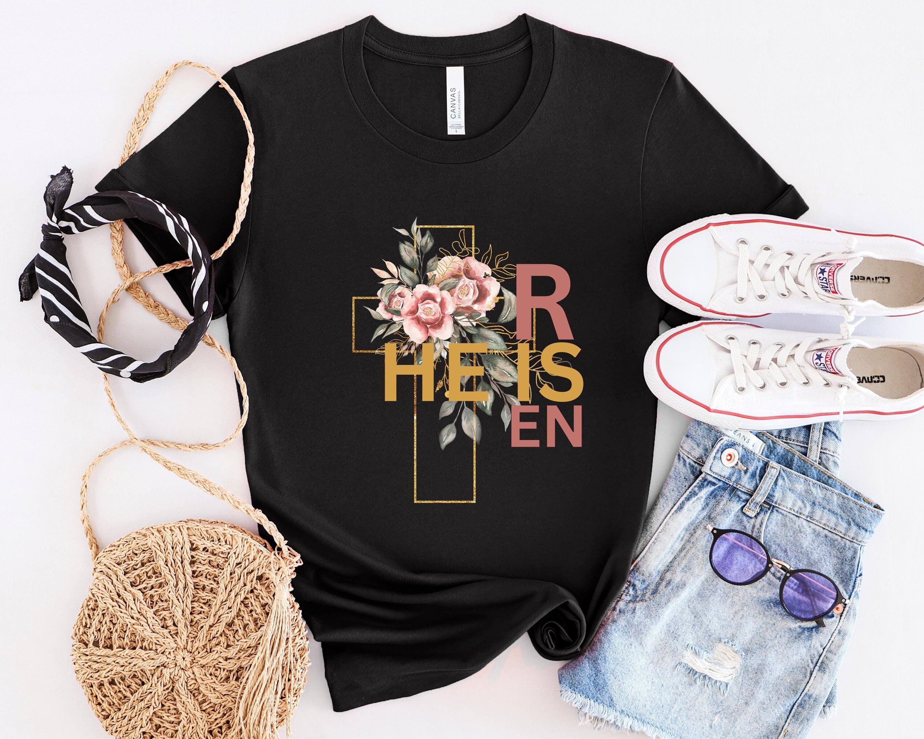 He Is Risen Shirt, Christian Apparel, Bible Verse Tshirt, Religious ...